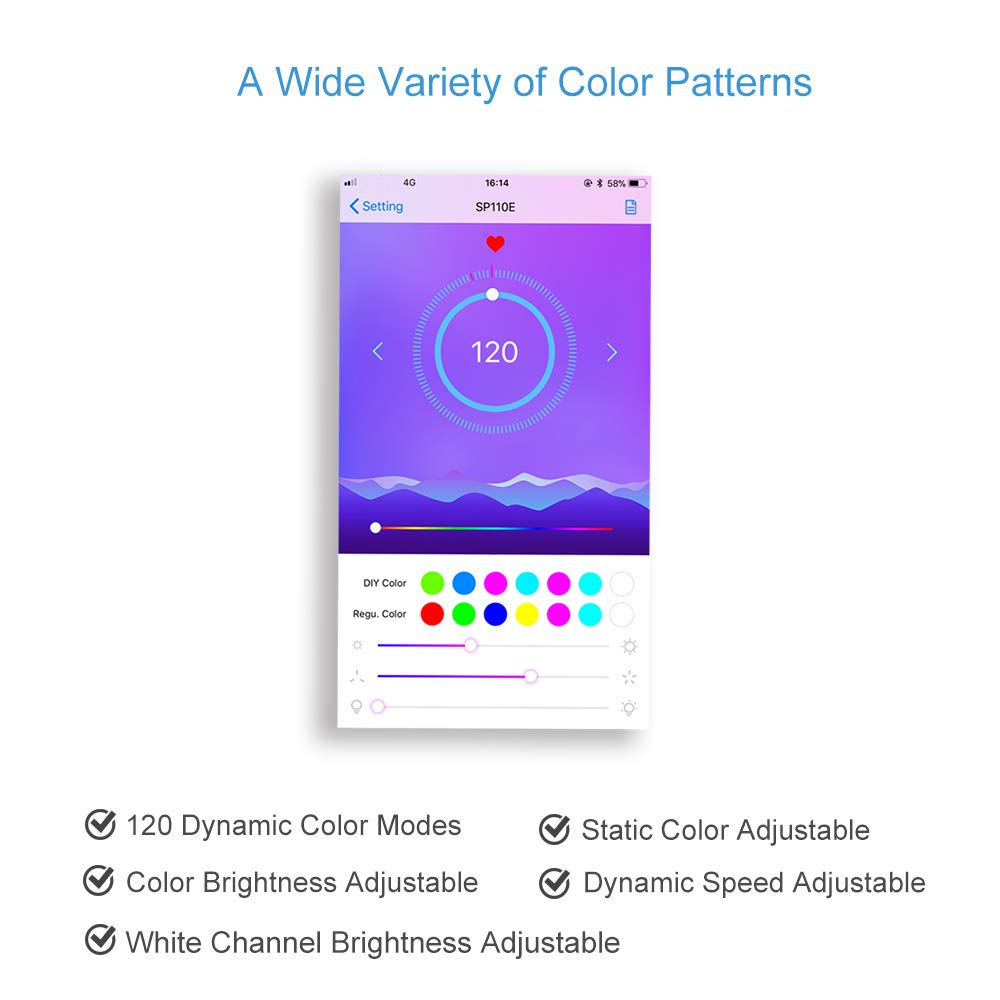 ALITOVE WS2812B WS2811 Addressable LED Bluetooth Controller iOS Android App Wireless Remote Control DC 5V~12V for SK6812 SK6812-RGBW WS2812 SM16703 Dream Color Programmable RGB LED Strip Pixel