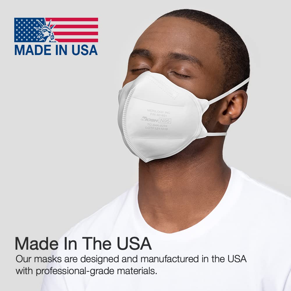 N95 Mask Respirator [ Made in USA ] NIOSH Certified N95 Particulate Respirators Face Mask (Pack of 30)