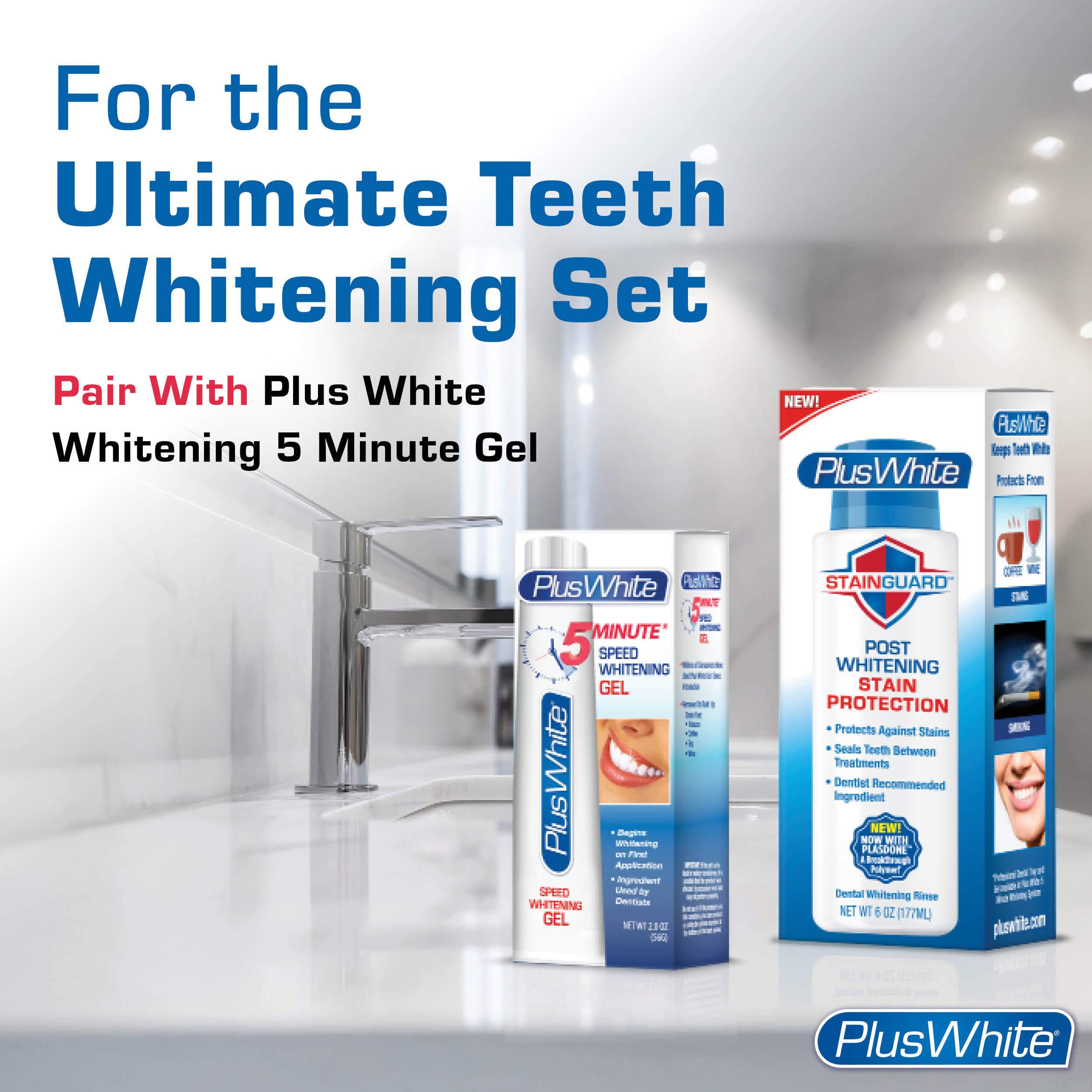 Plus White Post Whitening Stain Rinse - Protects Against Smoking, Wine, & Coffee - Dentist Recommended Whitening Teeth Rinse (6 oz, Pack of 1)