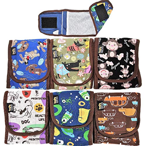 FunnyDogClothes Pack - 6pcs Dog Puppy Diapers Male Boy Belly Band Wrap Reusable Washable for Small Dog Breeds (Pack of 6 Colors, M: Waist 11" - 13")