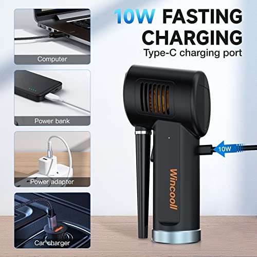 Air Duster for Computer Keyboard Cleaning - Cordless, Rechargeable 6000mAh Battery,Powerful Brushless Motor and 10W Fast Charging Air Duster Compressed Air