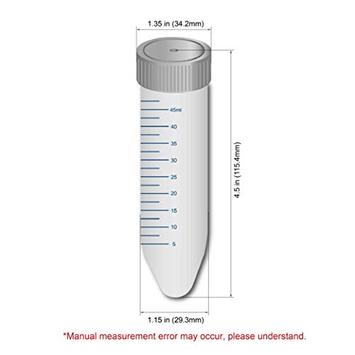 ULAB Scientific Autoclavable 50ml Conical Centrifuge Tubes Sterilized with PP Racks, Falcon Tubes, Vol.50ml 30x115mm, Blue Printed Graduated Marks, Assembled Leak-Proof Screw Cap, Pack of 25, UCT1002