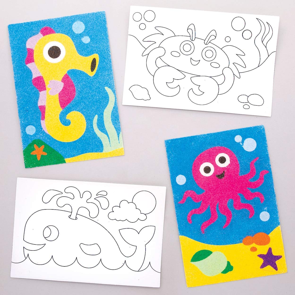 Baker Ross AW378 Sealife Sand Art Pictures (Pack of 8), Assorted