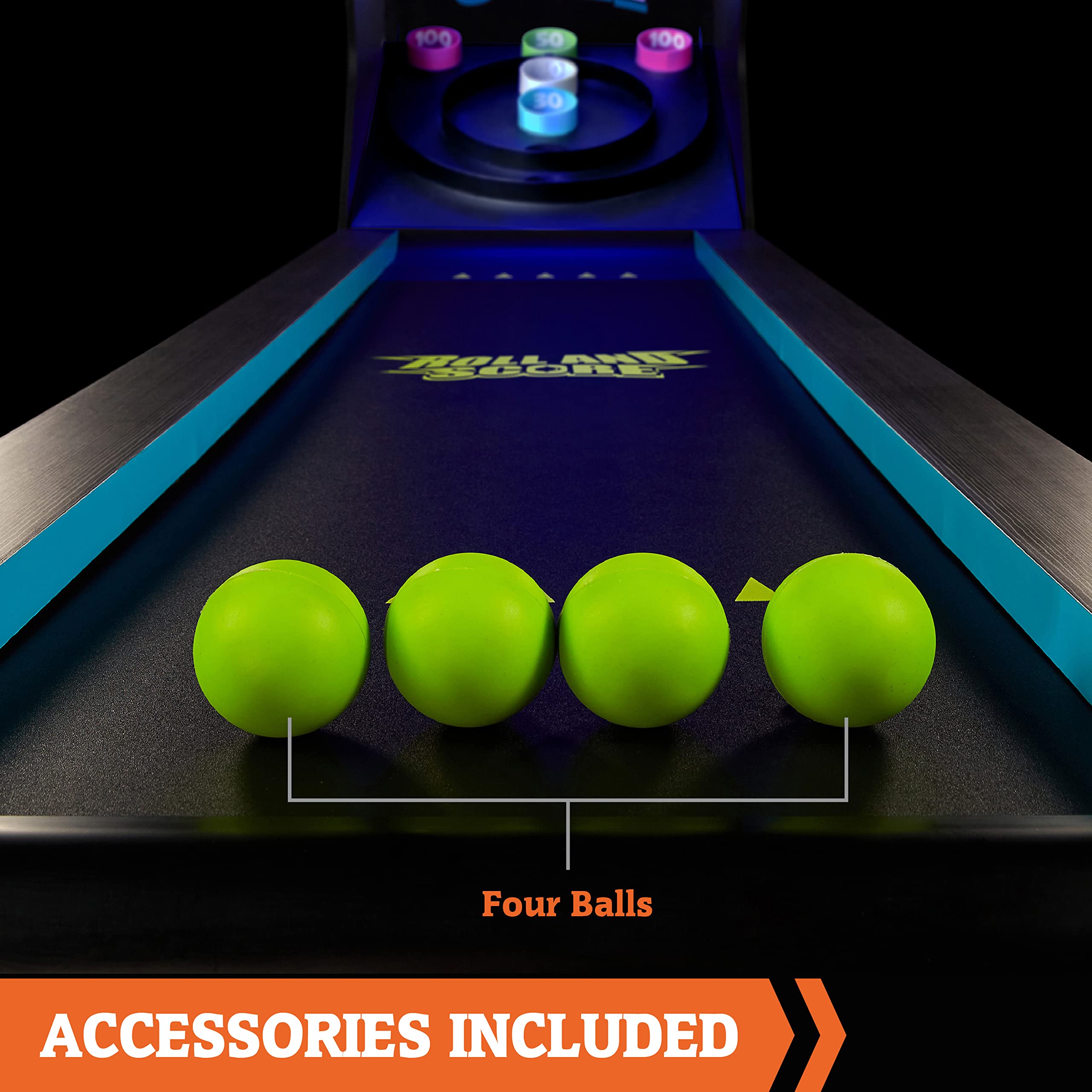 Hall of Games 108" Roll and Score with LED Lights and Electronic Scorer, Black/Blue, 9 Foot