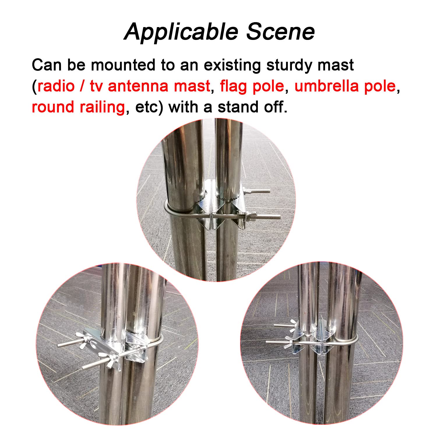 Wdwlbsm Double Antenna Mast Clamp V Jaw Block with U Bolts|Heavy Duty Anti-Rust Mast to Mast Mount Bracket Kit for TV,CB,Ham,Pipe,Flag Pole,Hold Umbrella Parasols for Deck Railing,Fence(2 Set)