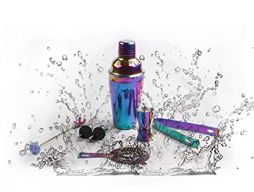 8Pcs Rainbow-Cocktail-Shaker-Set Professional Bartender-Muddler-Kit Stainless-Steel Bar-Tool for Party/Home