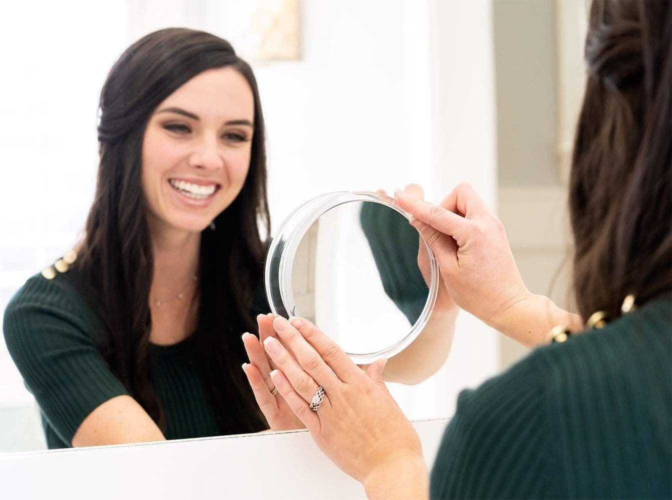 Mavoro Magnifying Mirror with Suction Cups - Triple Suction Cup Stick on Mirror with 10X Magnification. Portable Travel Makeup Mirror, Magnified Cosmetic Mirror