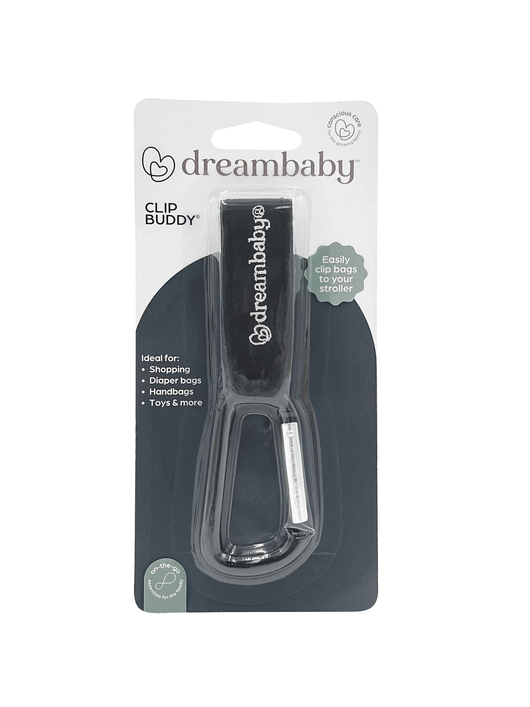 Dreambaby Clip Buddy Stroller Hook Carabiner - Bag Holder - Black- Model L271