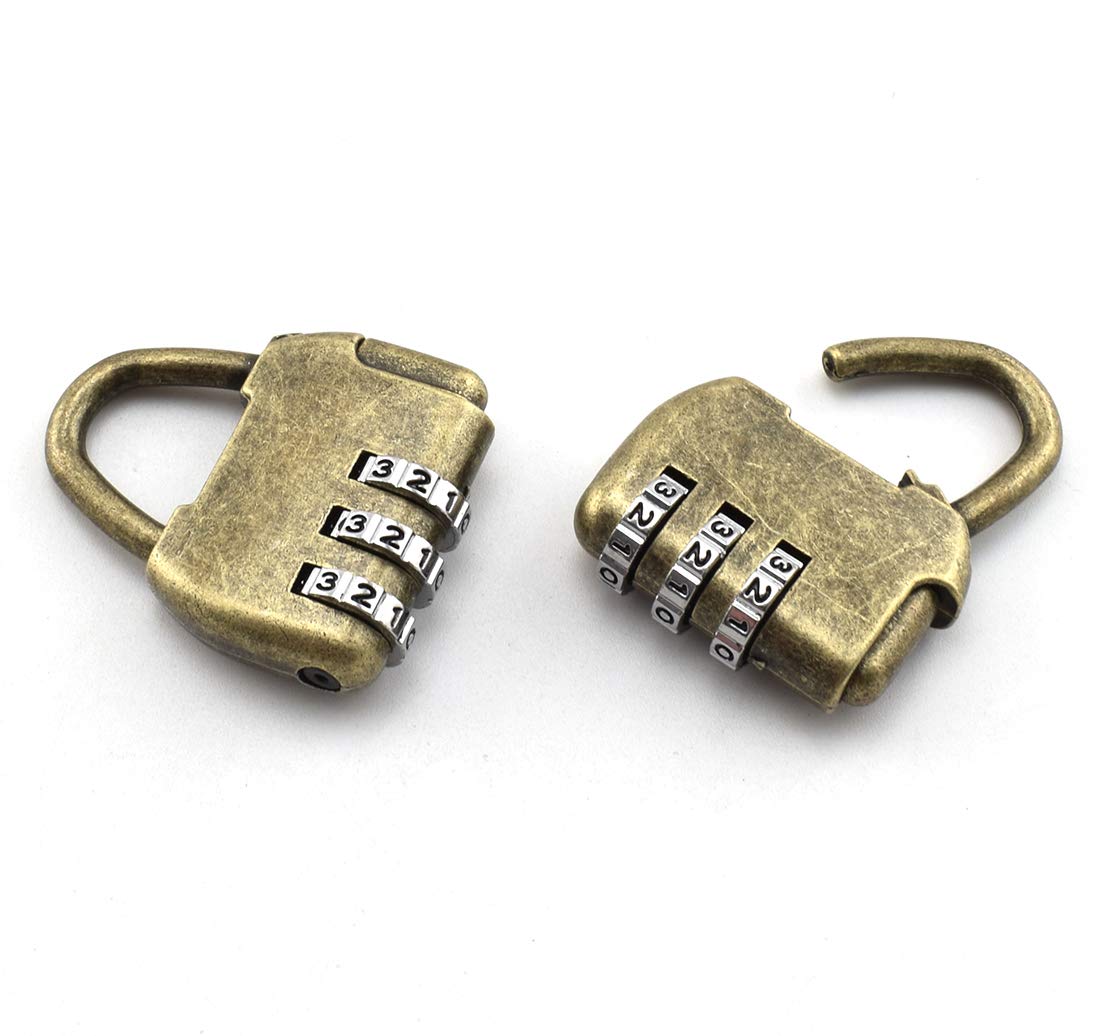 SDTC Tech 2-Pack Mini Antique Password Padlock Retro Vintage Style Handbag Shape Bronze Locks