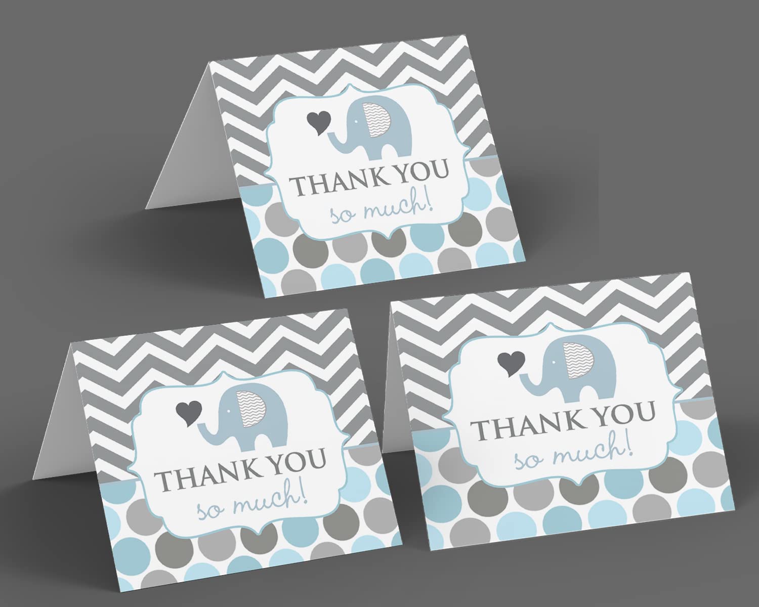 Paper Clever Party Blue Elephant Thank You Cards with Envelopes for Boys Baby Shower, Gender Reveal, Birthday, Everyday Occasions, Small Folded Note Set, 20 Pack