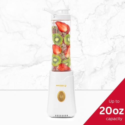 Holstein Housewares Personal Blender - Creamily Smooth Shakes and Smoothies, BPA-Free 20oz To-Go Cups, Golden Elegance Design, 250W