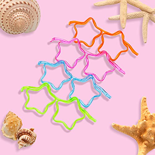 8PCS Silly Straw Glasses, Reusable Fun Loop Drinking Straw Eye Glasses, Novelty Eyeglasses Straw for Party Annual Meeting Parties Birthday (4 Colors Star)
