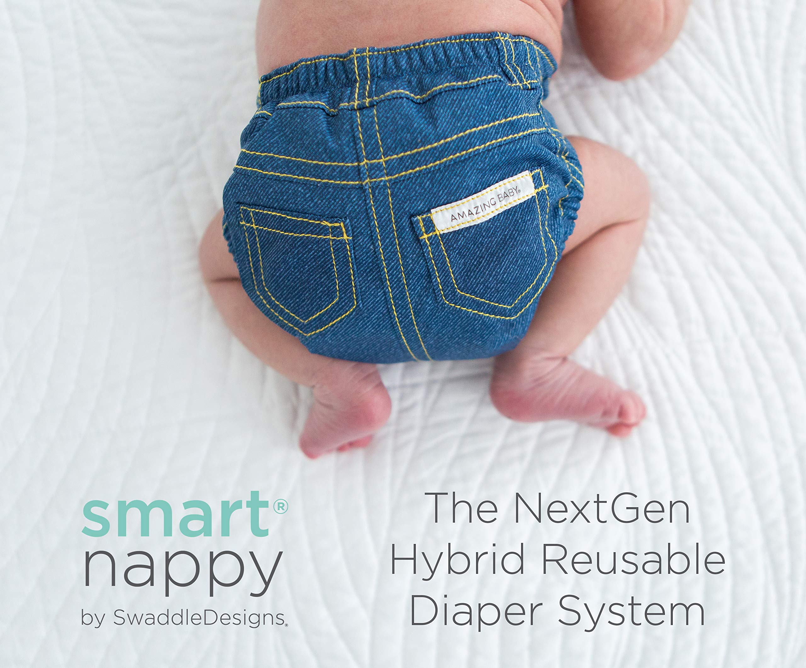 SmartNappy Disposable Inserts for by Amazing Baby Hybrid Diaper Cover, Extra Absorbent, No Plastic Liner, Size 2, 8-15 lbs, 72 Count
