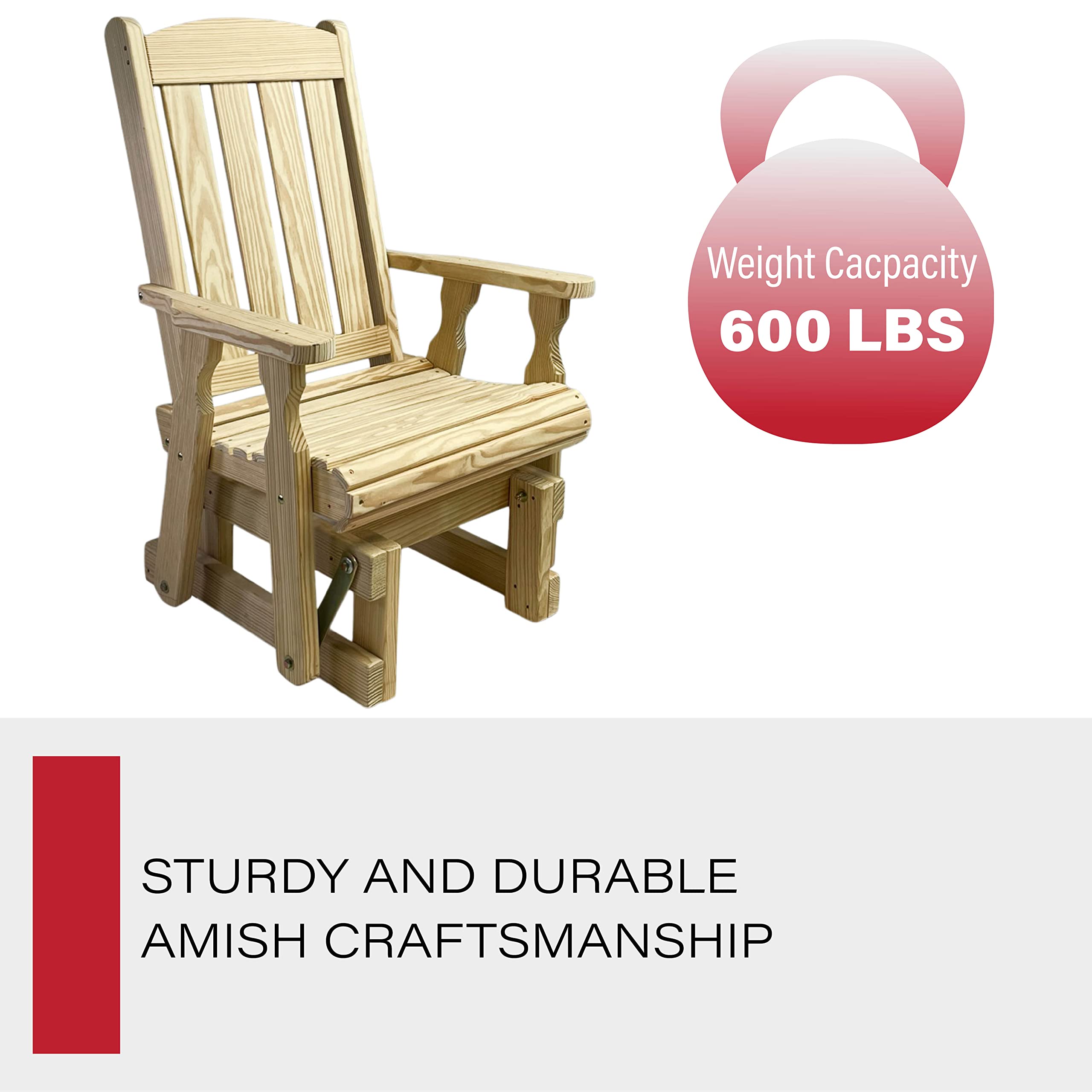 Amish Casual Heavy Duty 600 Lb Mission High Back Treated Glider Chair (Unfinished)