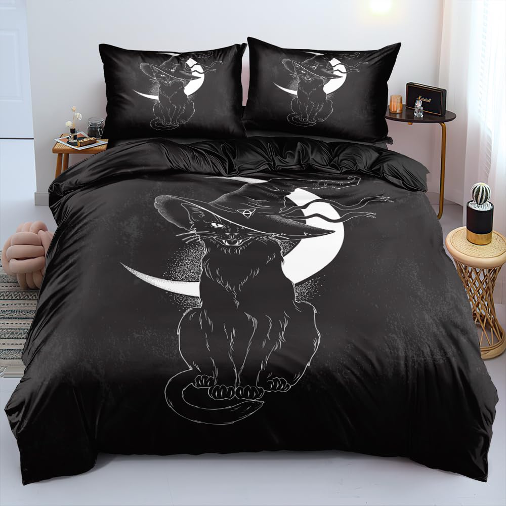 Holiyjog 3D Print Halloween Bedding Set Twin,Halloween Duvet Cover and 2 Halloween Pillowcase Pumpkin Bed Set for Festival Decor