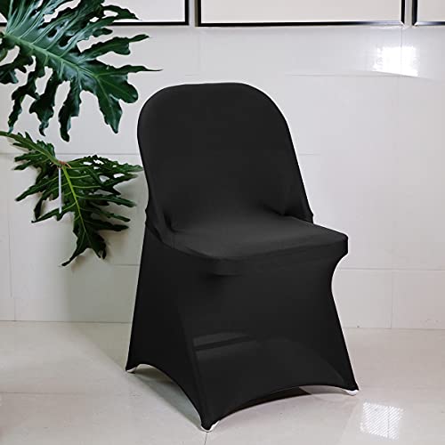 Babenest Spandex Folding Chair Covers - 25 PCS Upgraded Universal Stretch Washable Fitted Chair Slipcovers Protector for Wedding, Holidays, Banquet, Party, Celebration (Black)