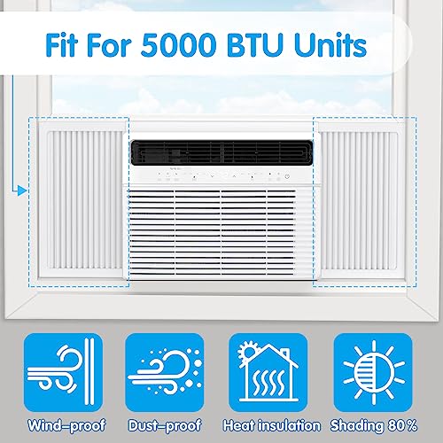 Air Jade Window Air Conditioner Side Panels with Frame, Window AC Side Panel Set for 5,000 Btu Units, Room Air Conditioner Accordion Filler Curtain Replacement Kit