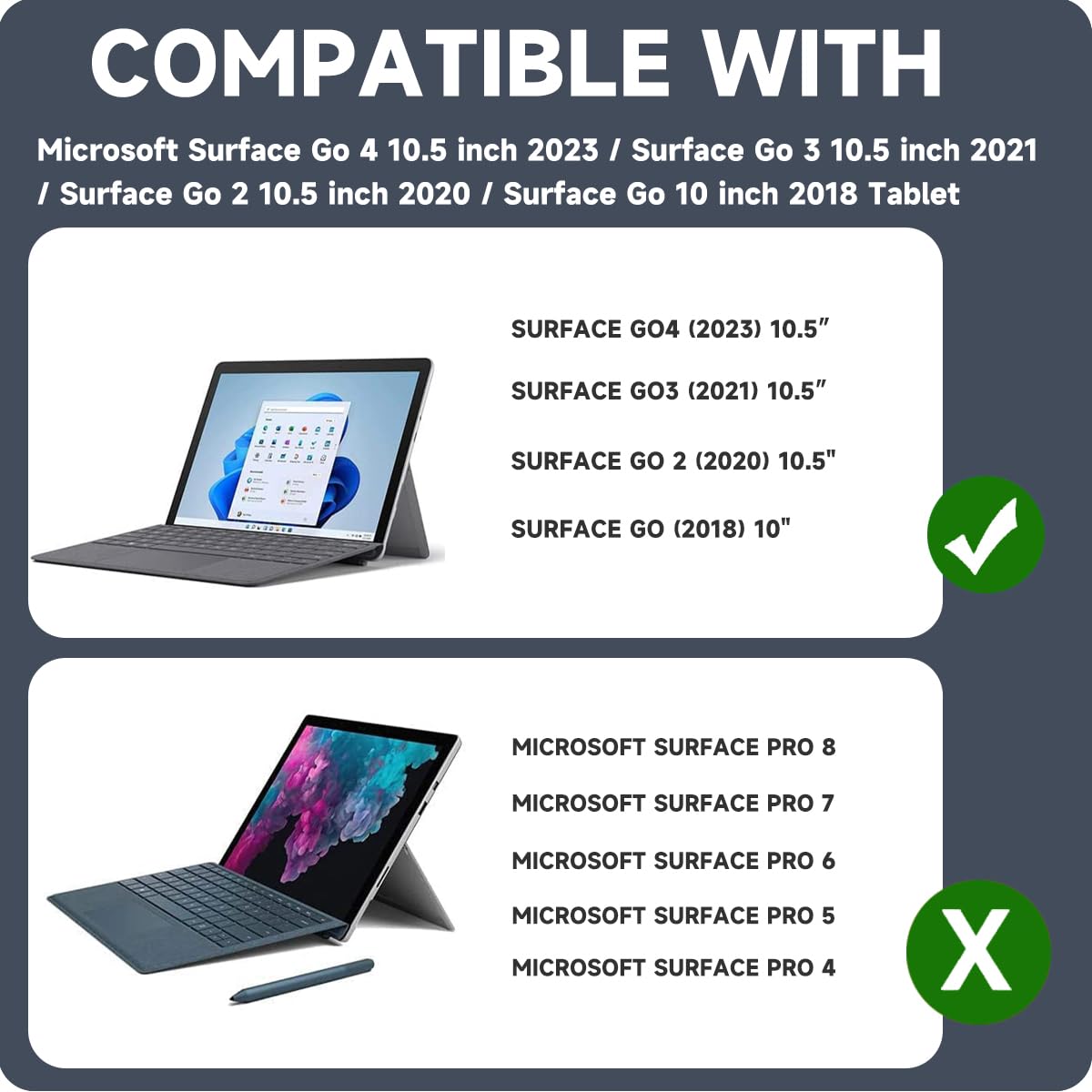 DreamerX Microsoft Surface Go 4 10.5 Inch (2023)/ Surface Go 3 2021/ Surface Go 2 (2020)/ Surface Go Case 10" (2018) with Hand Strap Stand Carrying Shoulder Strap Kids Friendly Shockproof Cover, Black