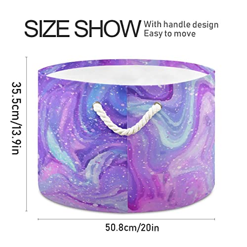 ALAZA Marble Purple Tie Dye Storage Box Toy Basket Laundry Storage Organizer Bins with Handles Large Baskets for Living Room Nursery Decor