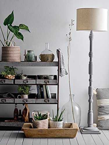 Creative Co-Op Metal 4 Tier Cart on Casters with 2 Open Shelves & 6 Bins,Grey