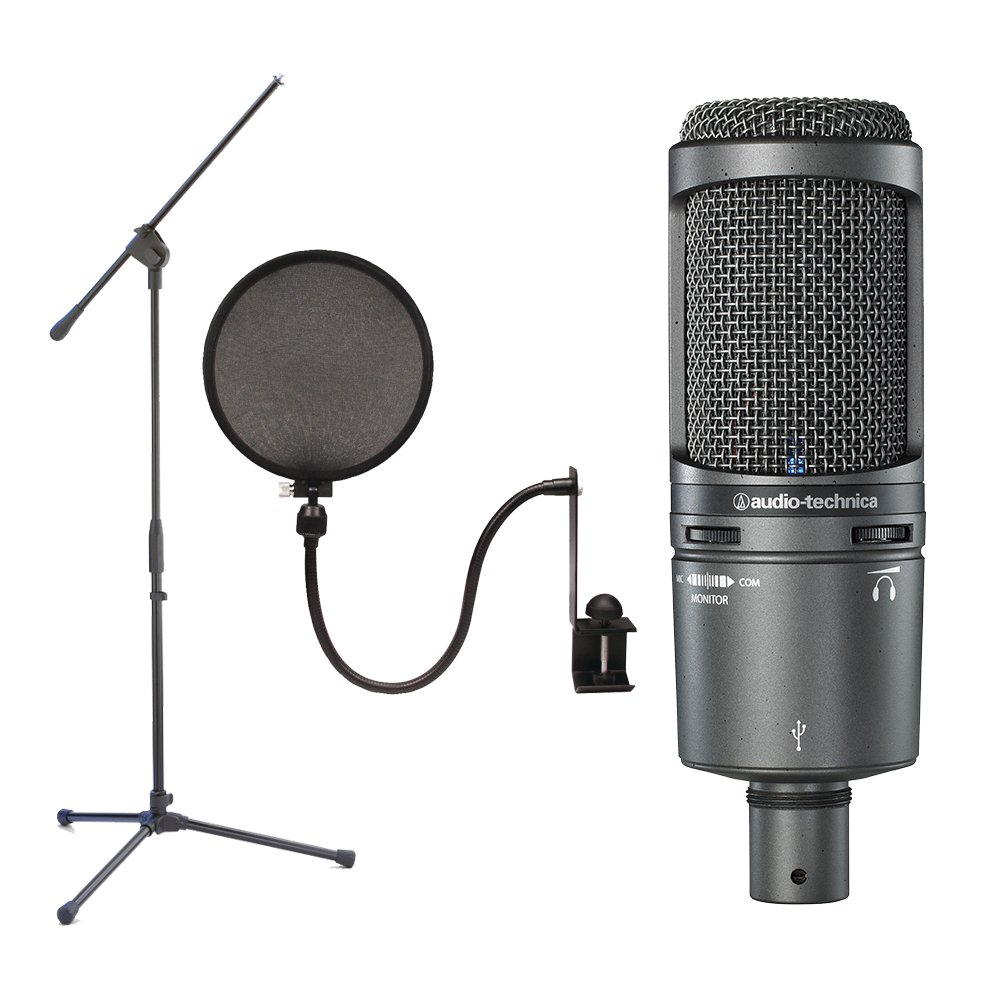 Audio Technica AT2020USB+ Plus Condenser Microphone with Boom Stand and Pop Filter