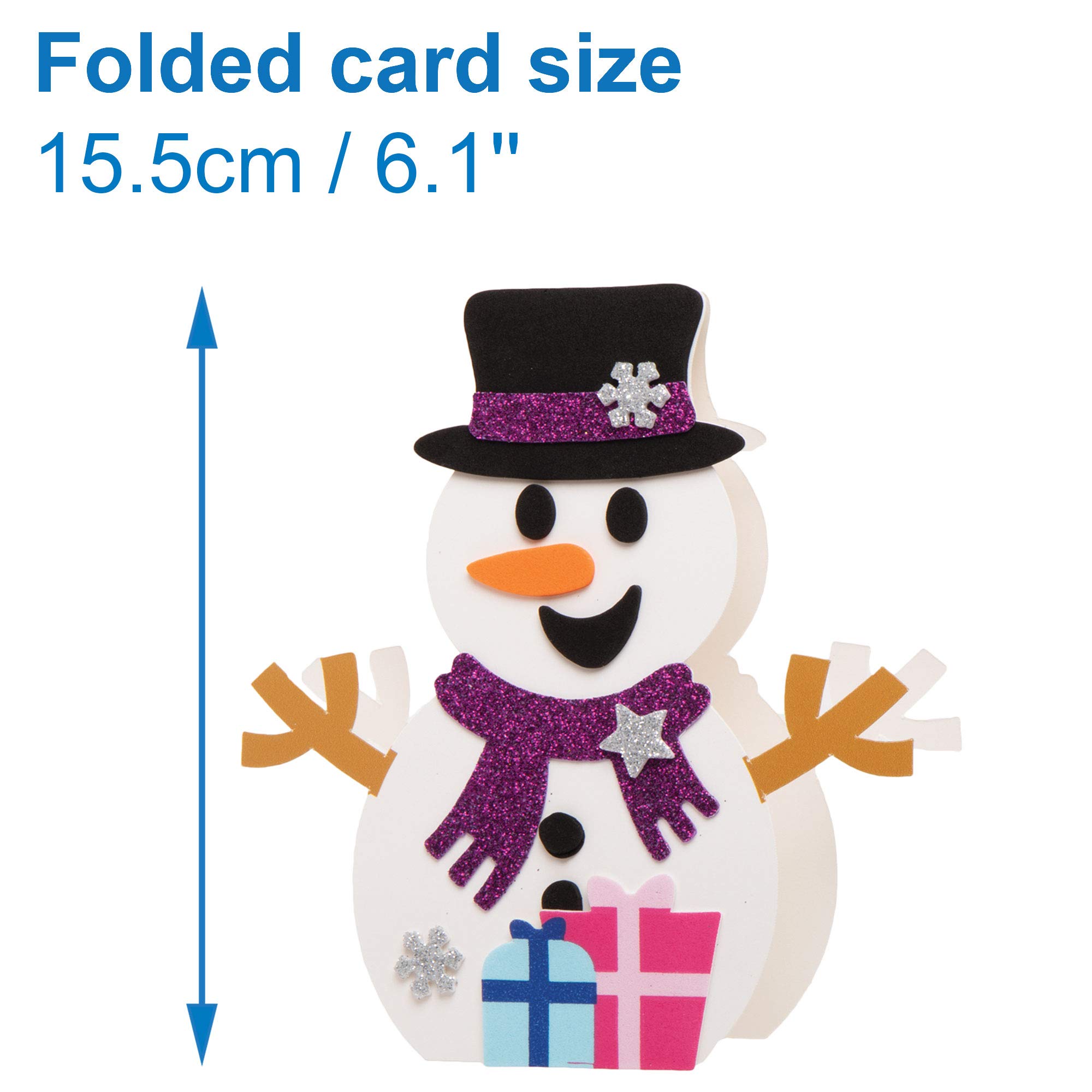 Baker Ross AX531 Snowman Mix & Match Card Kits - Pack of 6, Personalize Your Own Festive Cards, Arts and Crafts for Kids