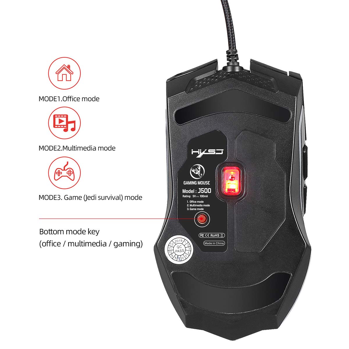 iFCOW Gaming Mouse with Screen Display 6400DPI RGB Backlight USB Game Mouse for Desktop Laptop PC