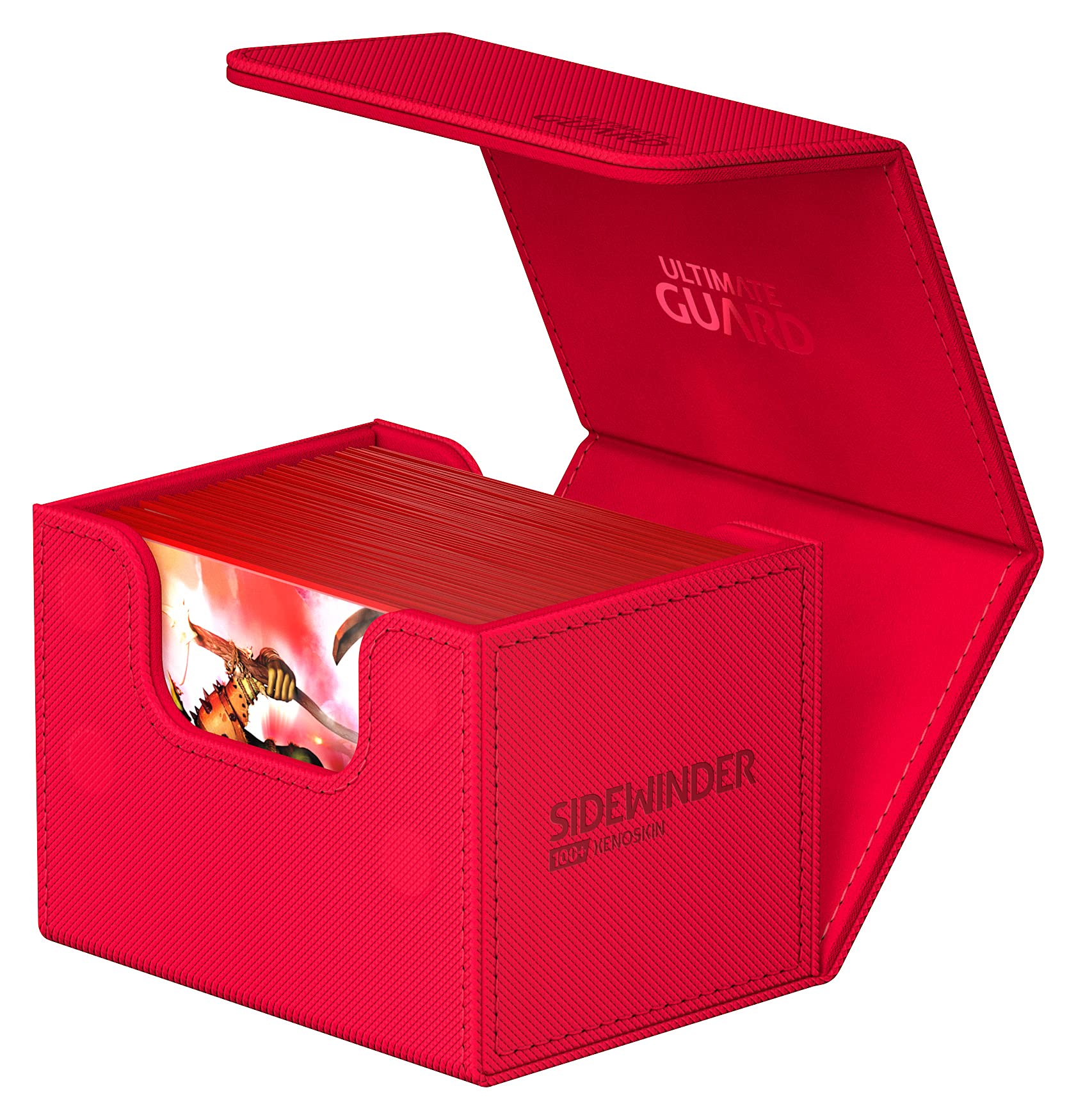 Ultimate Guard Sidewinder 100+, Deck Box for 100 Double-Sleeved TCG Cards, Red, Magnetic Closure & Microfiber Inner Lining for Secure Storage