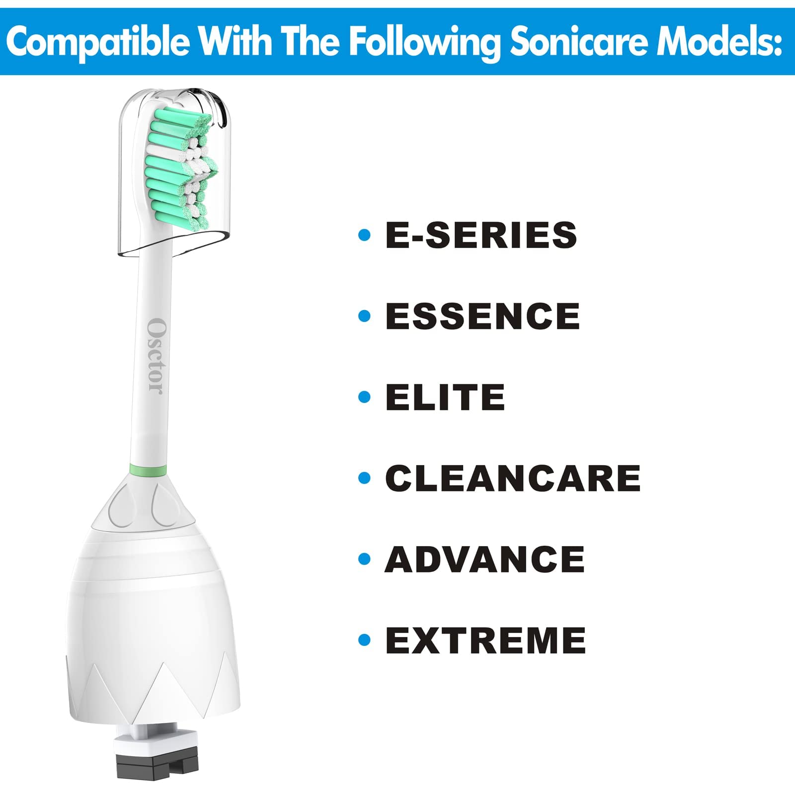 Osctor Replacement Brush Heads Compatible with Phillips Sonicare E-Series HX7022/66, 6 Pack, Fit Essence, Xtreme, Elite, Advance and CleanCare Screw-on Electric Sonic Toothbrush Handles