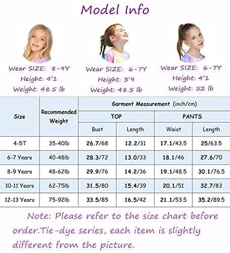 Arshiner Tie Dye Jogger Sets for Girls Casual Twist Front Tops & Pants Set Dusty Blue 8-9 Years Old