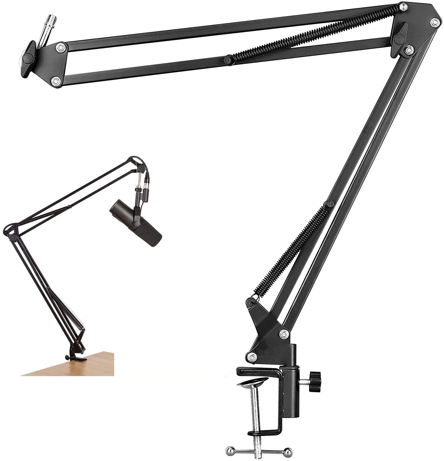Boytone BT-29ST Adjustable Microphone Arm Suspension Boom Scissor Arm Stand, with 3/8" to 5/8" Screw Adapter, for Radio Broadcasting Studio, Voice-Over Sound Studio, Stages, and TV Stations