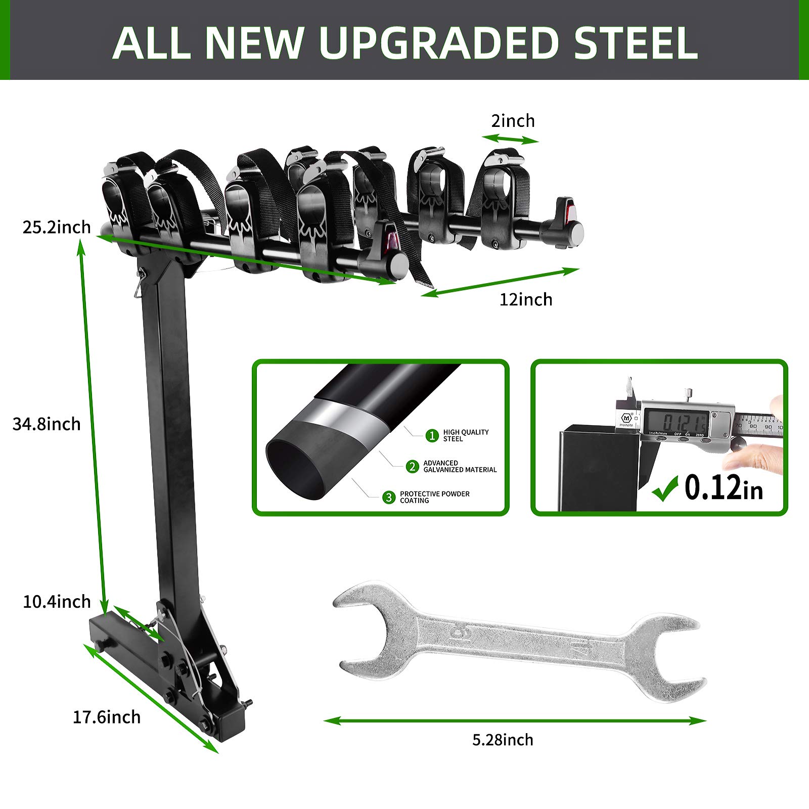 4-Bike Hitch Racks, Bike Rack Compatible with Both 2'' Hitch Receiver, Double Foldable Rack for Cars, Trucks, SUV's and Minivans, Firm and Simple Installation
