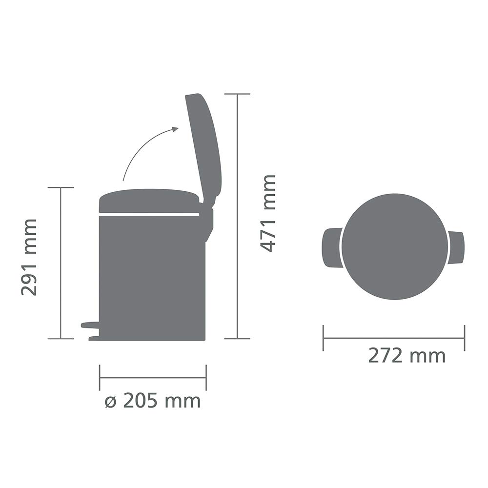 Brabantia New Icon Step Trash Can (1.3 Gal/Brilliant Steel) Soft Closing Kitchen Garbage/Recycling Can with Removable Bucket