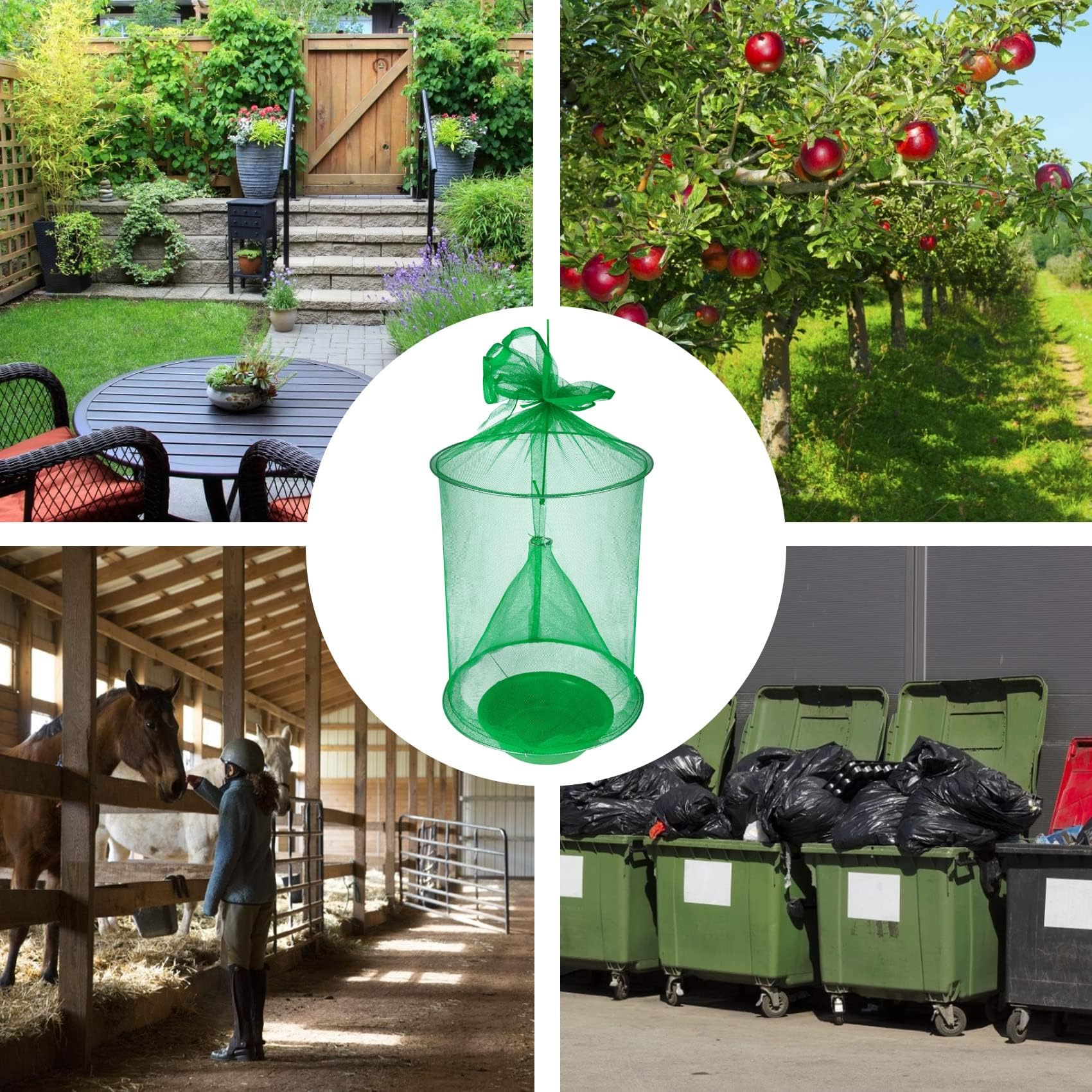 6 Pack Ranch Fly Trap, Reusable Hanging Fly Traps Outdoor, Farm/Stable Fly Killer, Effective Fly Catcher Trap for Horse, Fly Hunter