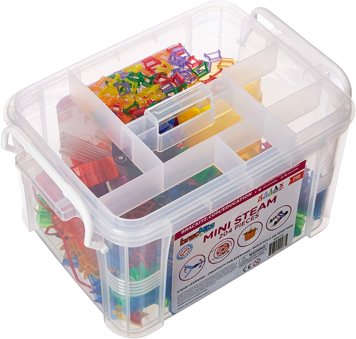 Brackitz Mini STEAM Education Center | STEM Construction Building Block Toy | Sensory Learning Toys for Children PreK-6 | 204 Pc Set