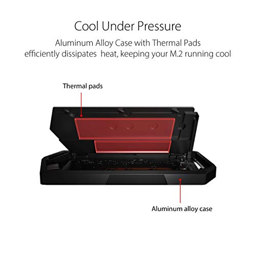 ASUS ROG STRIX Arion Aluminum Alloy M.2 NVMe SSD External Portable Enclosure Case Adapter, USB 3.2 Gen 2 Type-C (10 Gbps), USB-C to C and USB-C to A Cables, Fits PCIe 2280/2260/2242/2230 M Key/B+M Key