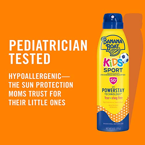 Banana Boat Kids Sport Sunscreen Spray, Sting-Free, Tear-Free, Broad Spectrum, SPF 50, 6oz. - Twin Pack