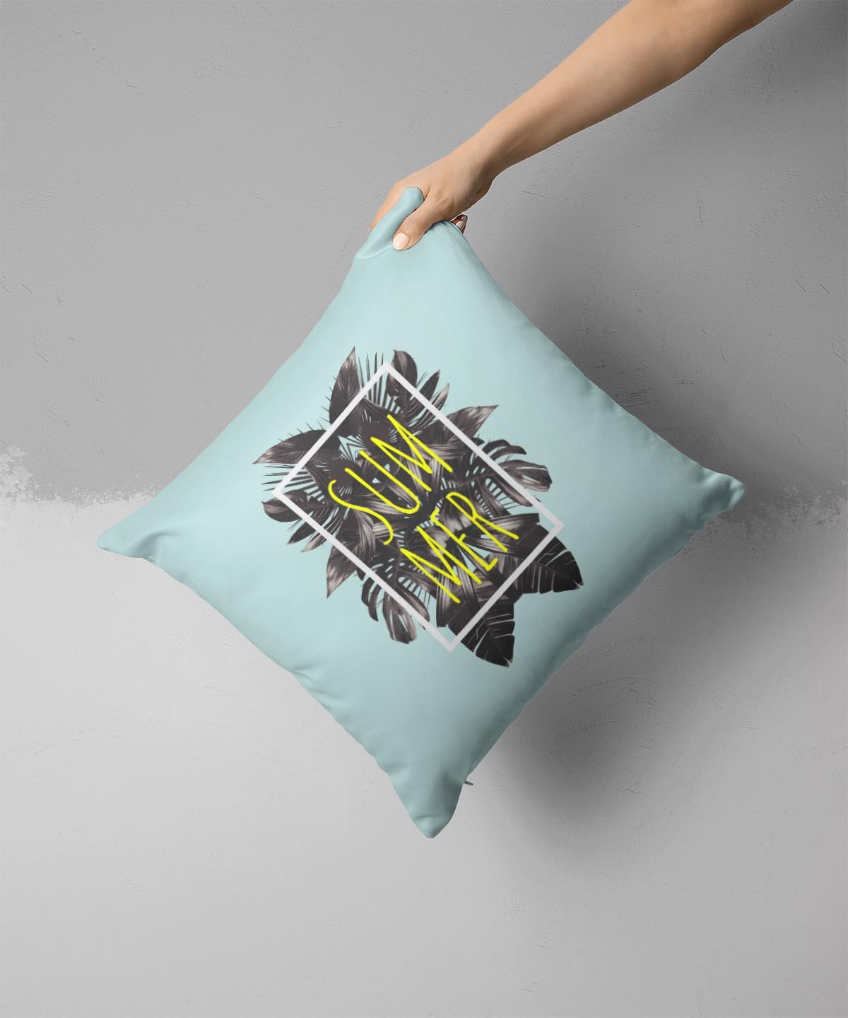 iiRov Summer Design Ink-Fuzed Decorative Throw Pillow - Mint Summer Time