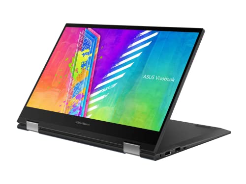 ASUS VivoBook Go 14 Flip 2-in-1 Touch Laptop - 2022 Model: Thin, Light, and Versatile with Intel Celeron Processor, 4GB RAM, 64GB eMMC, Intel HD Graphics, HD Webcam, Quiet Blue, Windows 11 S, and Bonus 128GB USB Card.