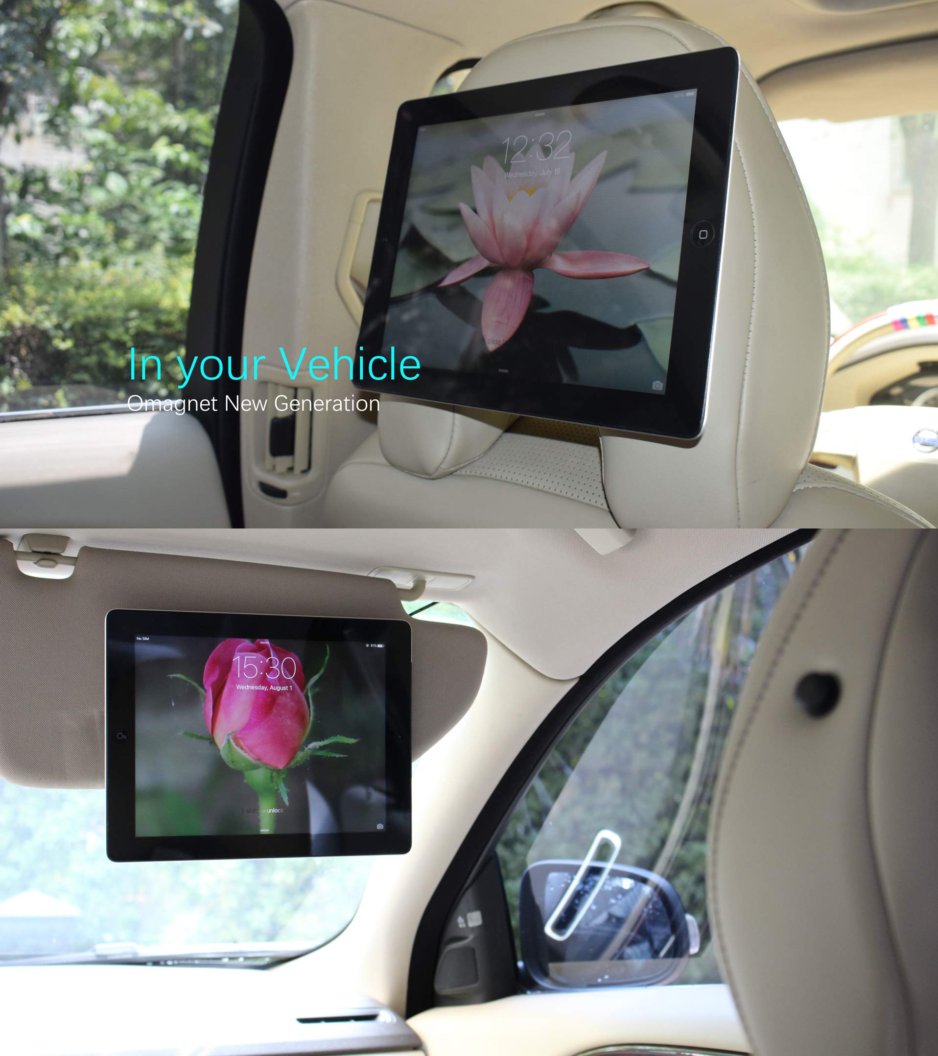 Tablet Wall Mount Magnetic Adsorption,Car Headrest Tablet Mount Holder,Free Fetching,No Borders,for All Under 1980g Tablets-IPad Pro,Galaxy Tab/Note,Nexus,Surface Wall Mount(White&White)