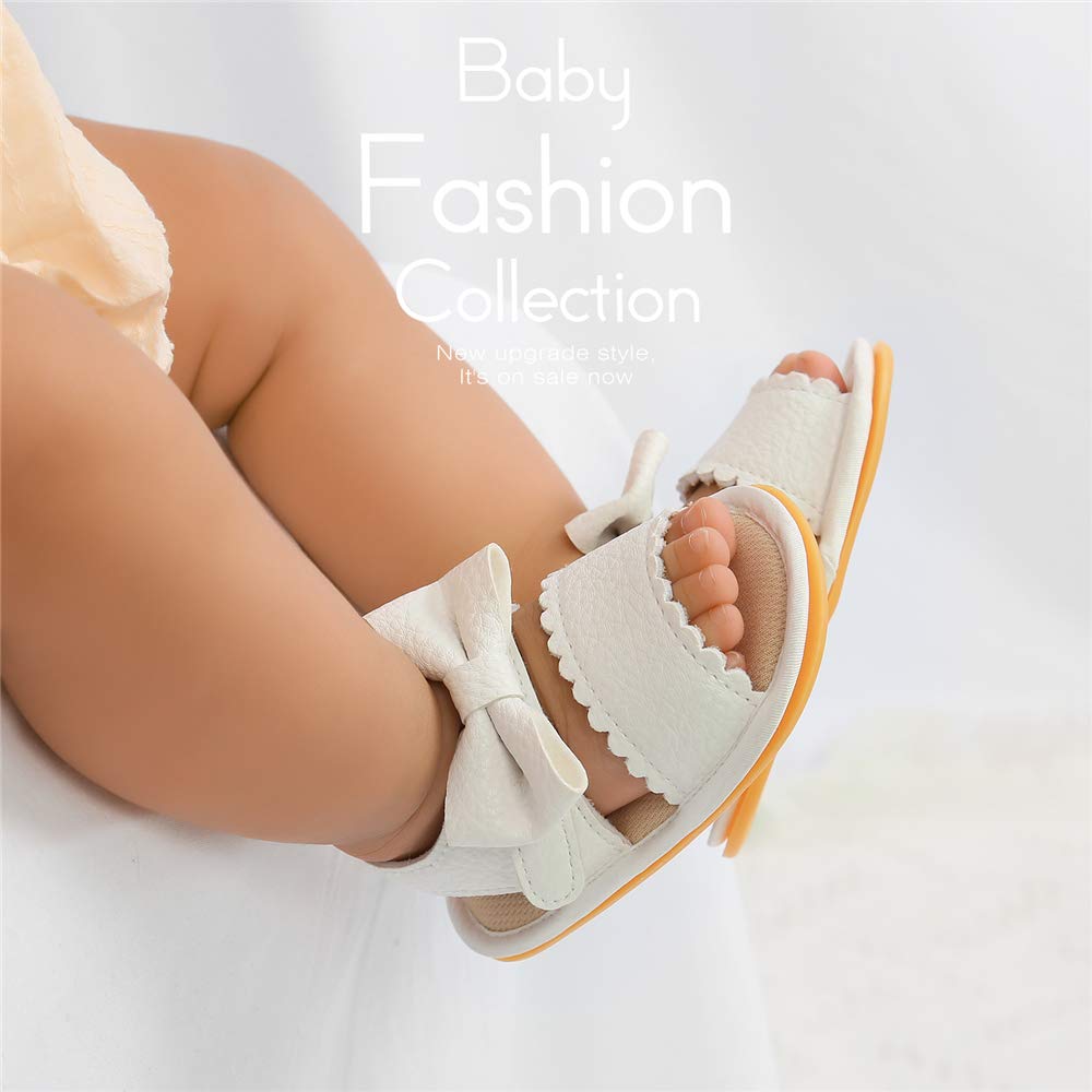 Meckior Baby Toddler Infant Girls PU Leather Soft Open Toe Summer Sandals Flower Princess Flat Shoes