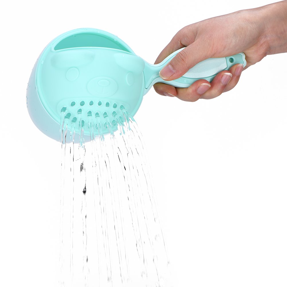 GLOGLOW (Pack of 2) Shampoo Rinse Cup Waterfall Shampoo Rinser for Kids, Multifunction Cute Washing Baby Hair Rinse Cup Safe Cartoon Shower Shampoo Bathing Flusher Protection Tool (Green)