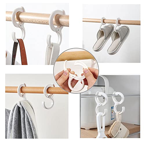 6pcs Plastic Multi-Purpose Rack Hooks S Hanging Hooks Hangers Organizer Clip Hook Table Edge Hook Cross Bar Hook Windproof Hook for Household Wardrobe Kitchen Portable Hook (White)