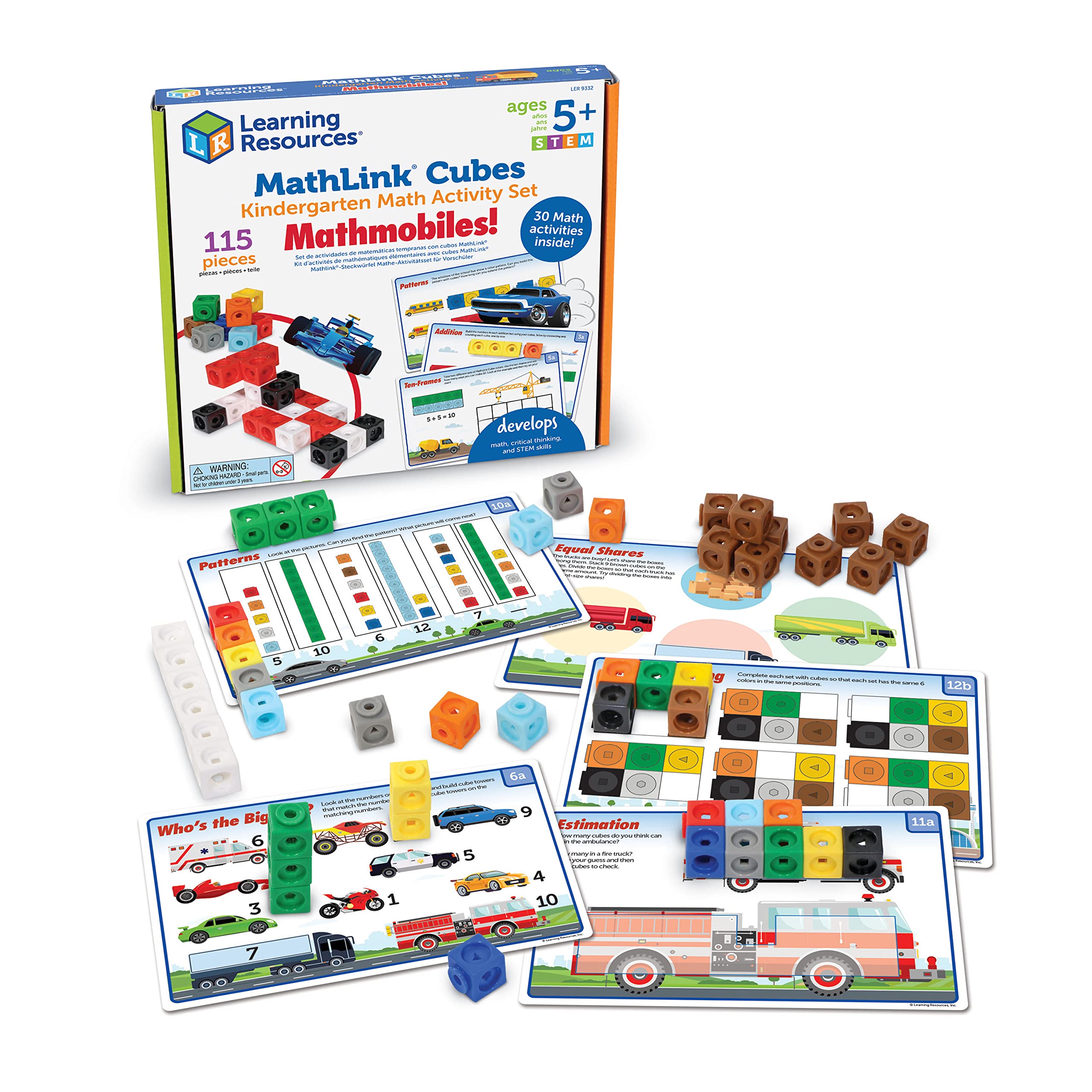 Learning Resources MathLink Cubes Kindergarten Math Activity Set: Mathmobiles! 115 Pieces, Ages 5+ Kindergarten STEM Activities, Math Activity Set and Games for Kids