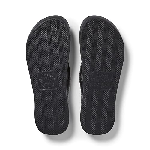 ARCHIES Footwear - Flip Flop Sandals – Offering Great Arch Support and Comfort - Black (Women's US 7/Men's US 6)