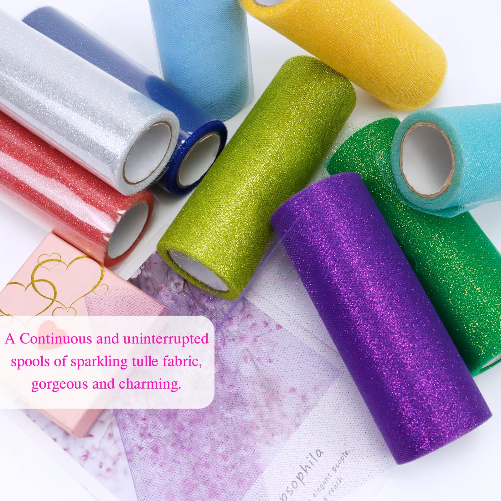 CAMAL Orange Tulle, Glitter Tulle Fabric Rolls 6 Inch by 10 Yards Tulle Ribbon for DIY Tutu Skirt, Christmas Craft, Shower Decor, Festivals Decoration and Wedding