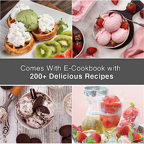 ARCOOLOR Pint Containers with Silicone Lids 4 Pack Replacement for Ninja Pints and Lids, Compatible with NC299AMZ & NC300s Series Ice Cream Maker with E-Cookbook, Airtight & Dishwasher Safe (Mix2)