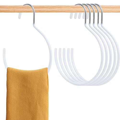 Aemygo Scarf Ring Hangers, 15 Pcs Non-Slip Belt Rack Tie Hanging Hooks Closet Accessories Scarf Organizer Storage Holders for Ties Scarves Belts Tank Tops Pashminas (White)