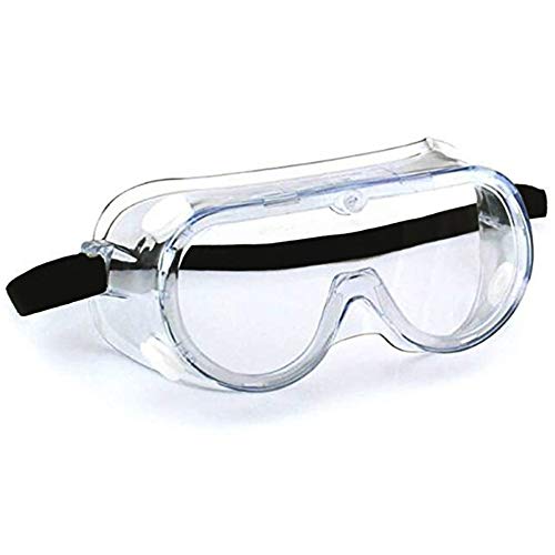 grinderPUNCH Protective Clear Safety Goggles with Vents, Lightweight and Adjustable Elastic Strap