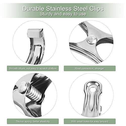 40PCS Stainless Steel Clothes Pins - Beach Towel Clips to Keep Your Towels, Clothes, Blanket from Blowing Away or Sliding Down, Heavy Duty Metal Clips for Greenhouse Netting